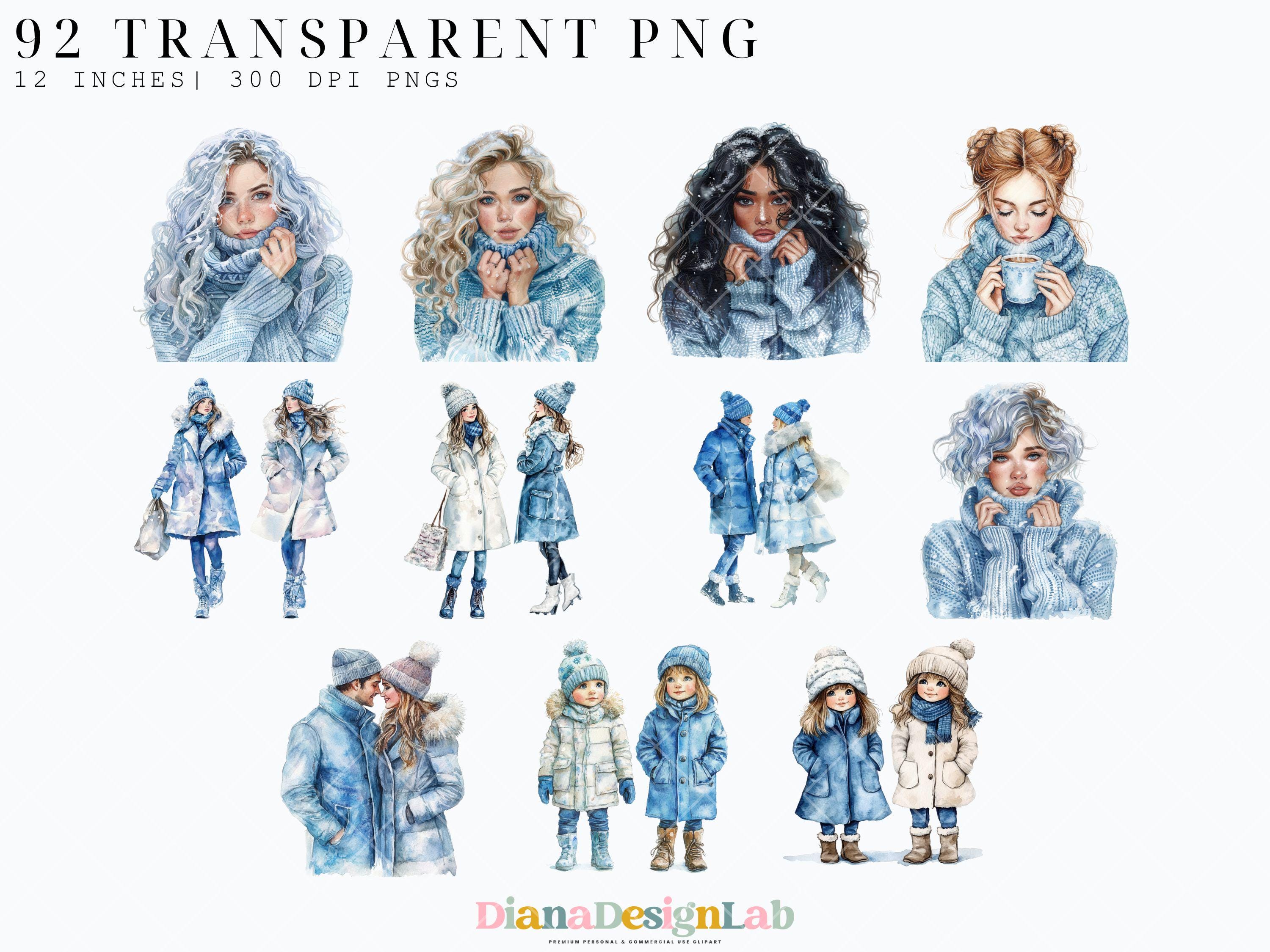 Winter Watercolor Clipart, Hello Winter, Merry Christmas, Cozy Blue ...