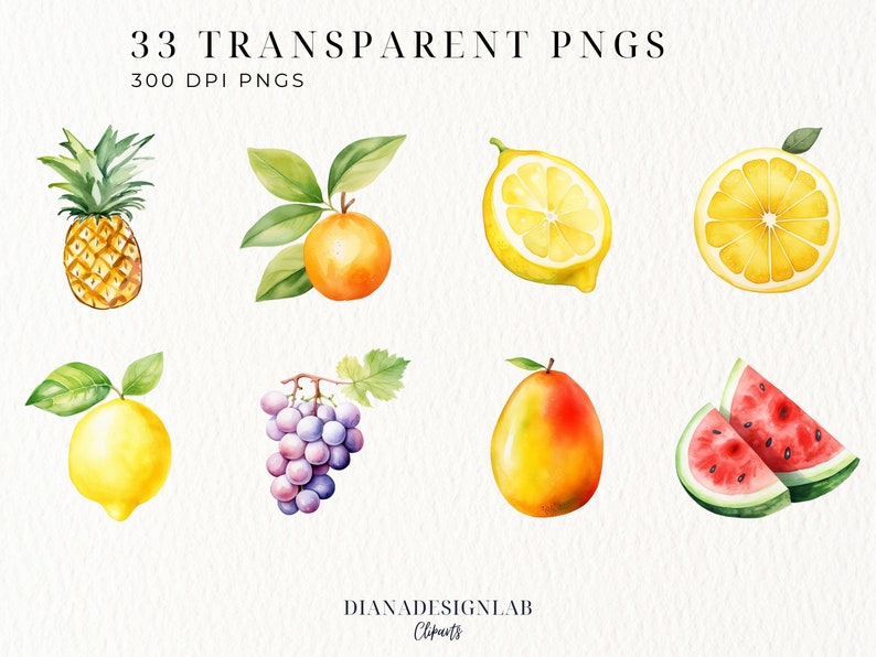 Watercolor Cute Fruits Clipart, Strawberry, Commercial Use, Summer ...