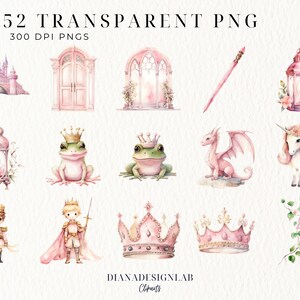 Little Princess Clipart Watercolor, Pink Magical Castle, Pretty ...