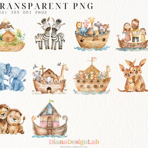 Watercolor Noahs Ark Baby Nursery Clipart, Baby Shower Birthday Party ...