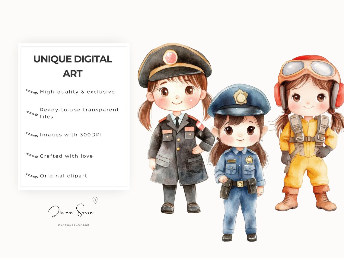 Watercolor Professions Clipart: Kids Careers, Classroom Decor (digital ...