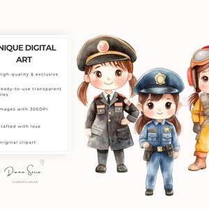 Professions Clipart Commercial, Girl Kids Graphic, Watercolor ...