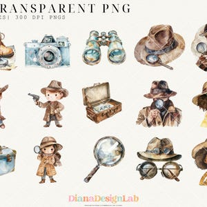 Watercolor Detective Clipart, Detective Graphics, Private Investigator ...