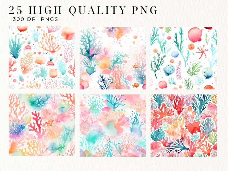 Under the Sea Digital Background, Seamless Paper, Coral and Bubbles ...