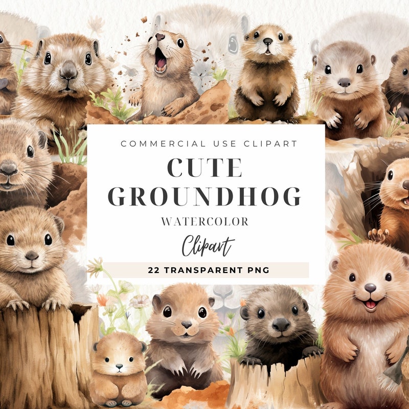 Groundhog Clipart - Etsy