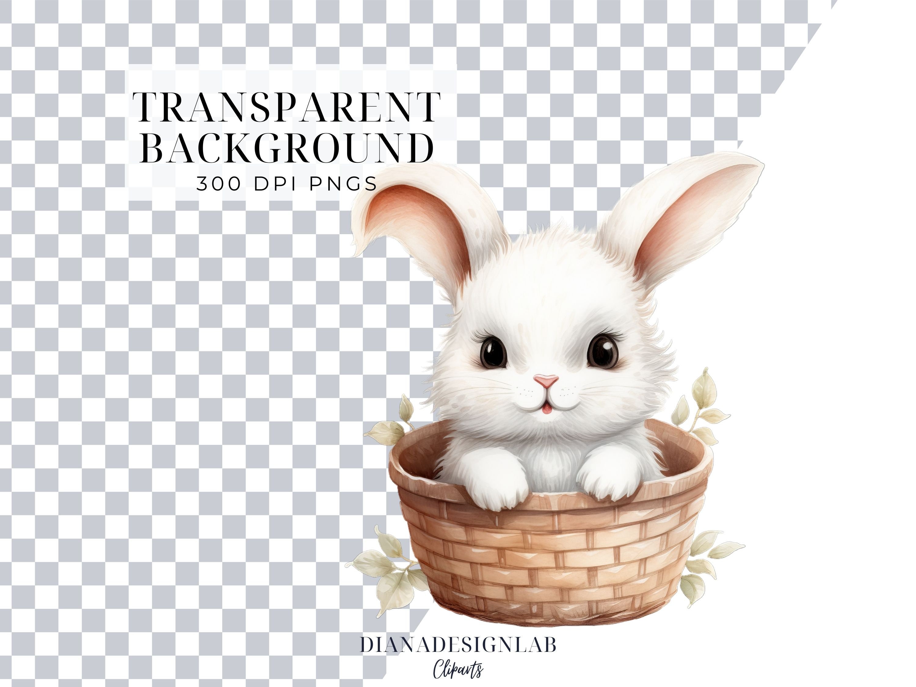 Cute White Bunny Clipart, Baby Bunny PNG, Bunny Illustration, Children ...