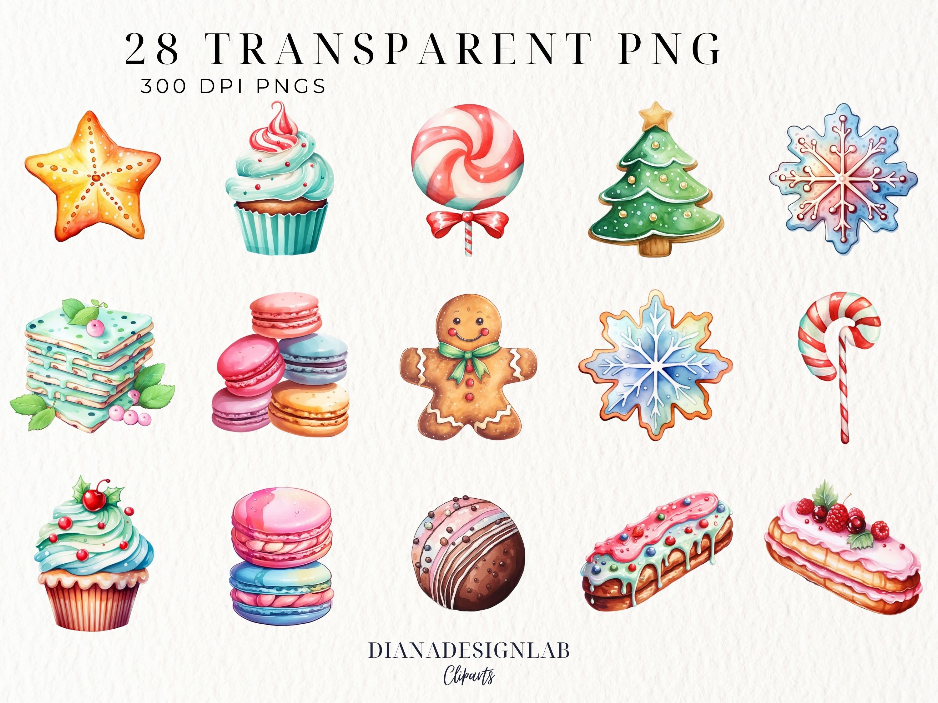 Christmas Sweets Clipart, Cookies Sweets Clip Art, Candy Cane With Bow ...