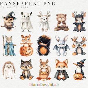 Woodland Halloween Watercolor Clipart, Nursery Decor, Spooky Clipart ...