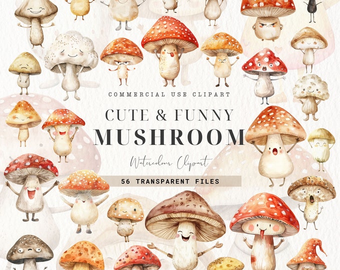 70 Cute Mushroom Clipart - Kawaii & Cartoon Toadstool PNG | Fungi ...