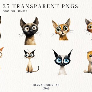 Quirky Cat Clipart, Whimsical Cats Clip Art, Kawaii Cat, Quirky Cat ...