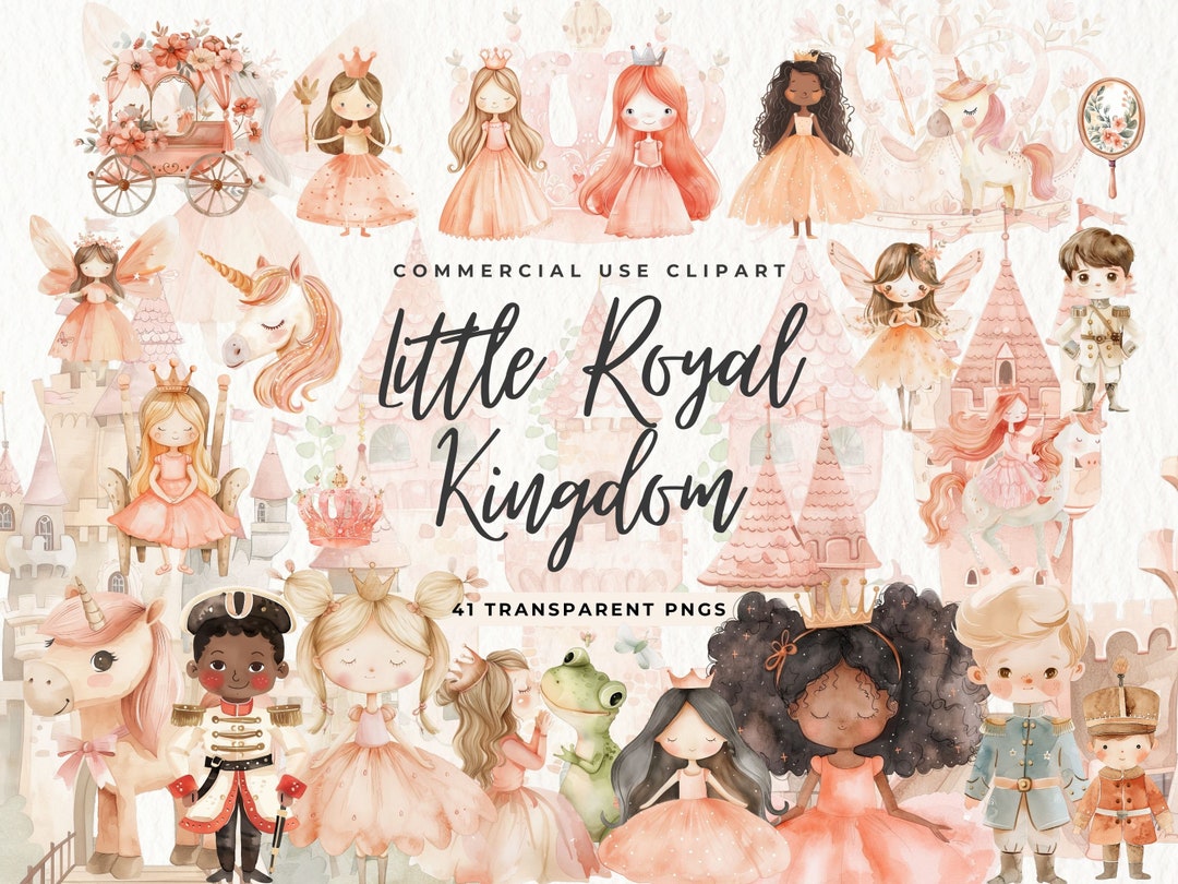 Watercolor Princess Castle Clipart, Commercial Use, Magical Kingdom ...