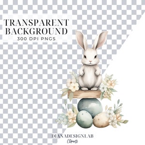 Watercolor Easter Bunny Clipart, Spring Clip Art, Holiday Cards, Easter ...