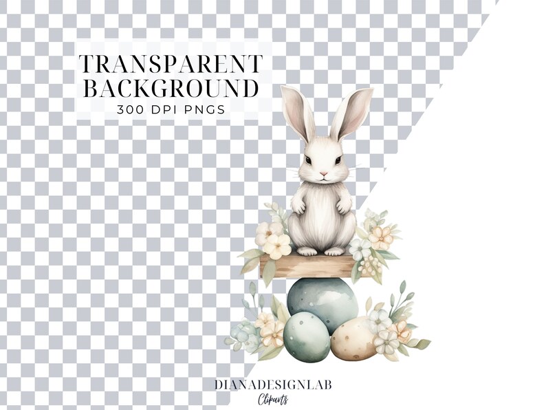 Watercolor Easter Bunny Clipart, Spring Clip Art, Holiday Cards, Easter ...