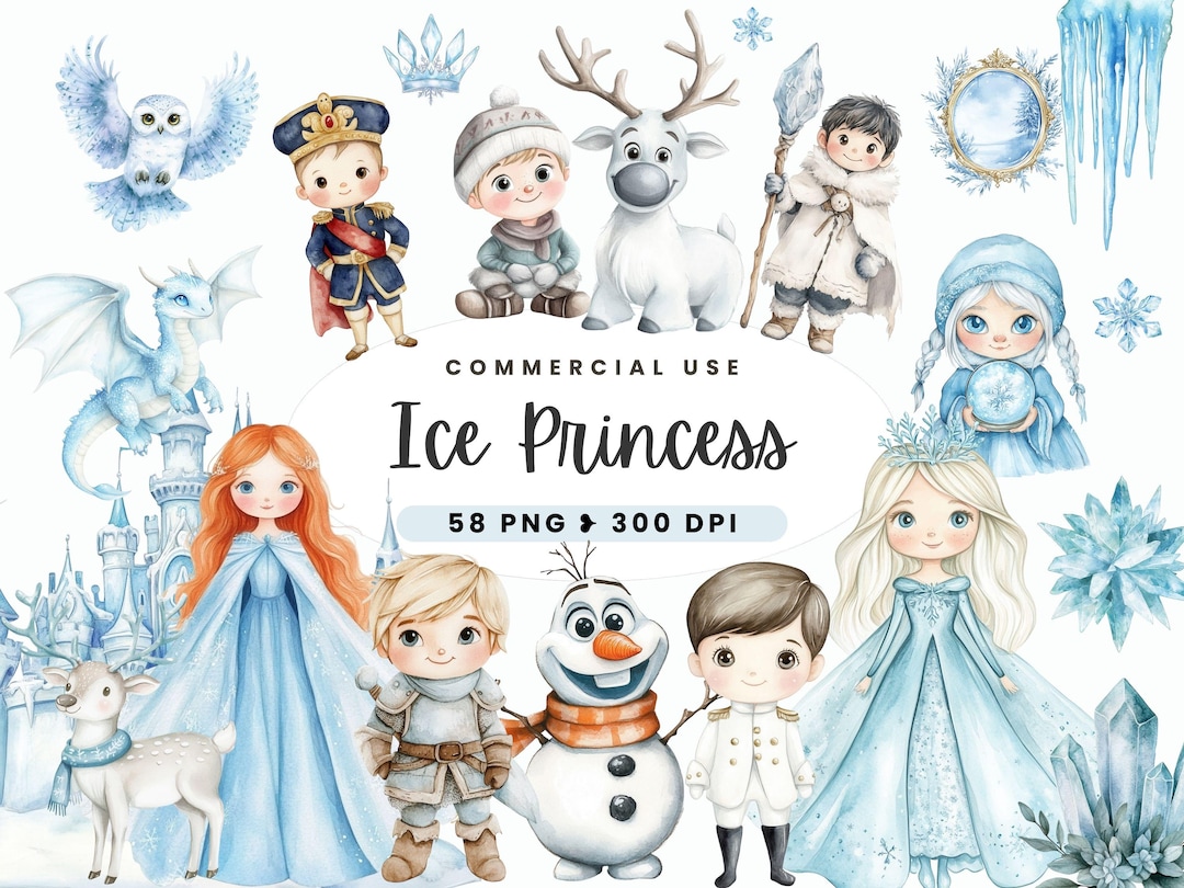 Ice Princess Clipart, Watercolor Fantasy Fairytale, Winter Watercolor ...