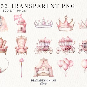 Little Princess Clipart Watercolor, Pink Magical Castle, Pretty ...