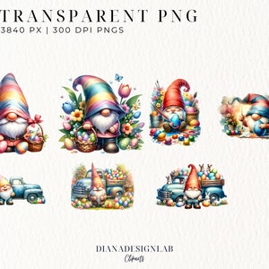Watercolor Easter Gnome Clipart, Commercial Use, Spring Gnome Png ...