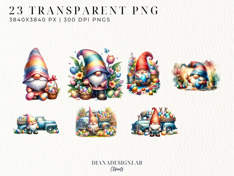 Watercolor Easter Gnome Clipart, Commercial Use, Spring Gnome Png ...