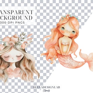 Mermaid Clipart Bundle, Junk Journal Png Bundle, Black Mermaid, Sea ...