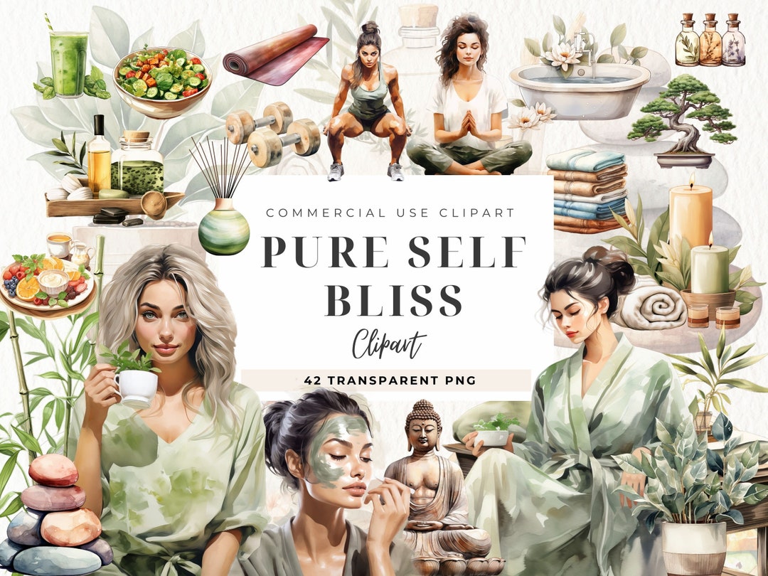 Watercolor Self Care Clipart, Spa Clip Art, Me Time, Paper Crafts ...