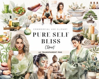 Self Care Clipart Set. Cute Clipart Bundle of Wellbeing and Health, for ...