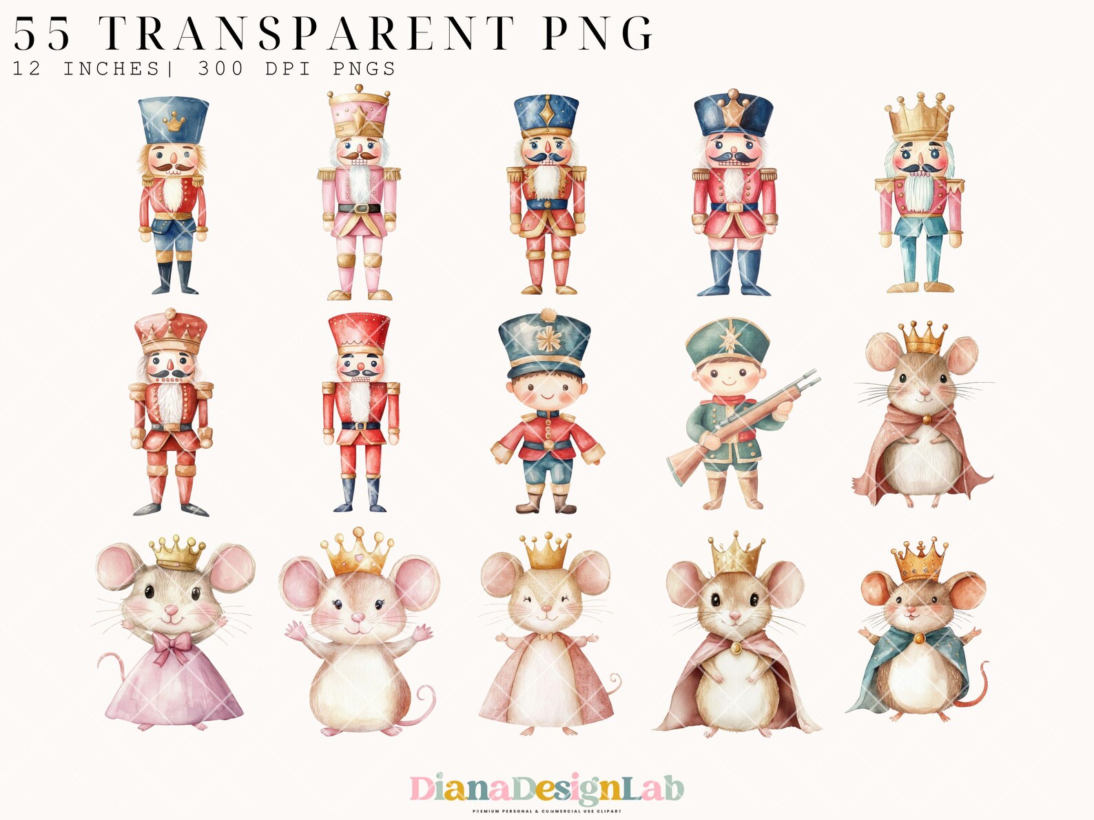Nutcracker Ballet Clipart, Watercolor Mouse King, Ballerina, Ballet ...
