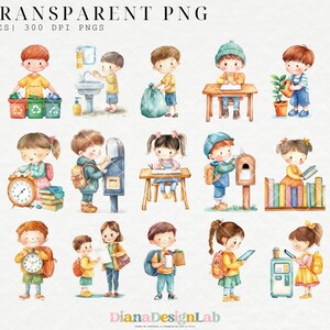 School Duties Clipart, Teacher, Daily Routine, Housekeeping, Digital ...