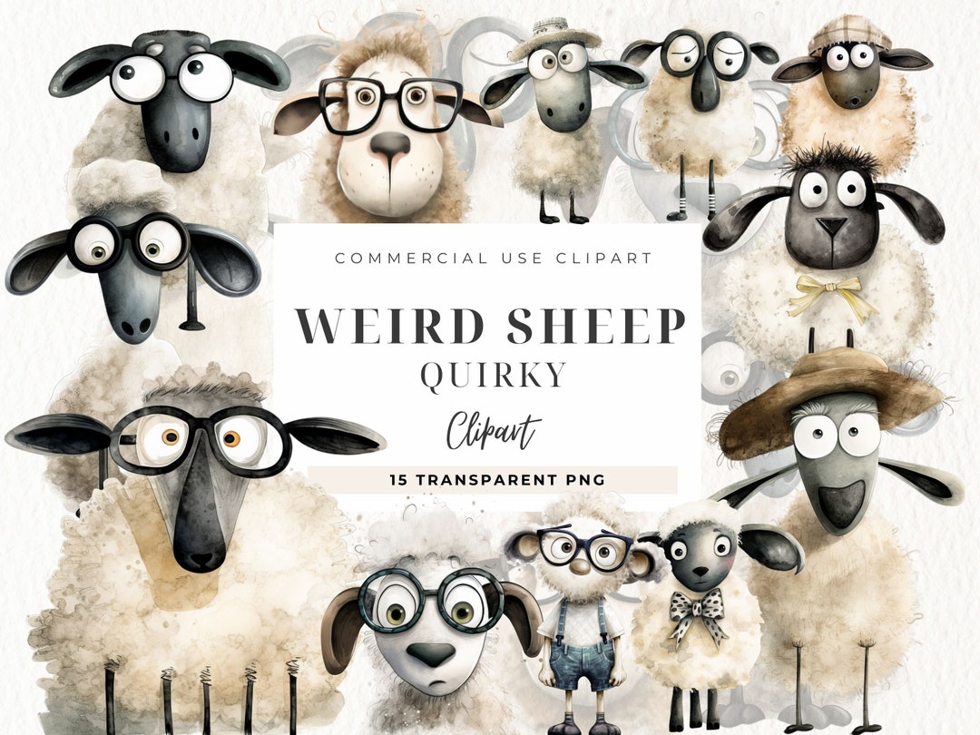 Quirky Weird Sheep Clipart, Digital Download, Memory Books, Card Making ...