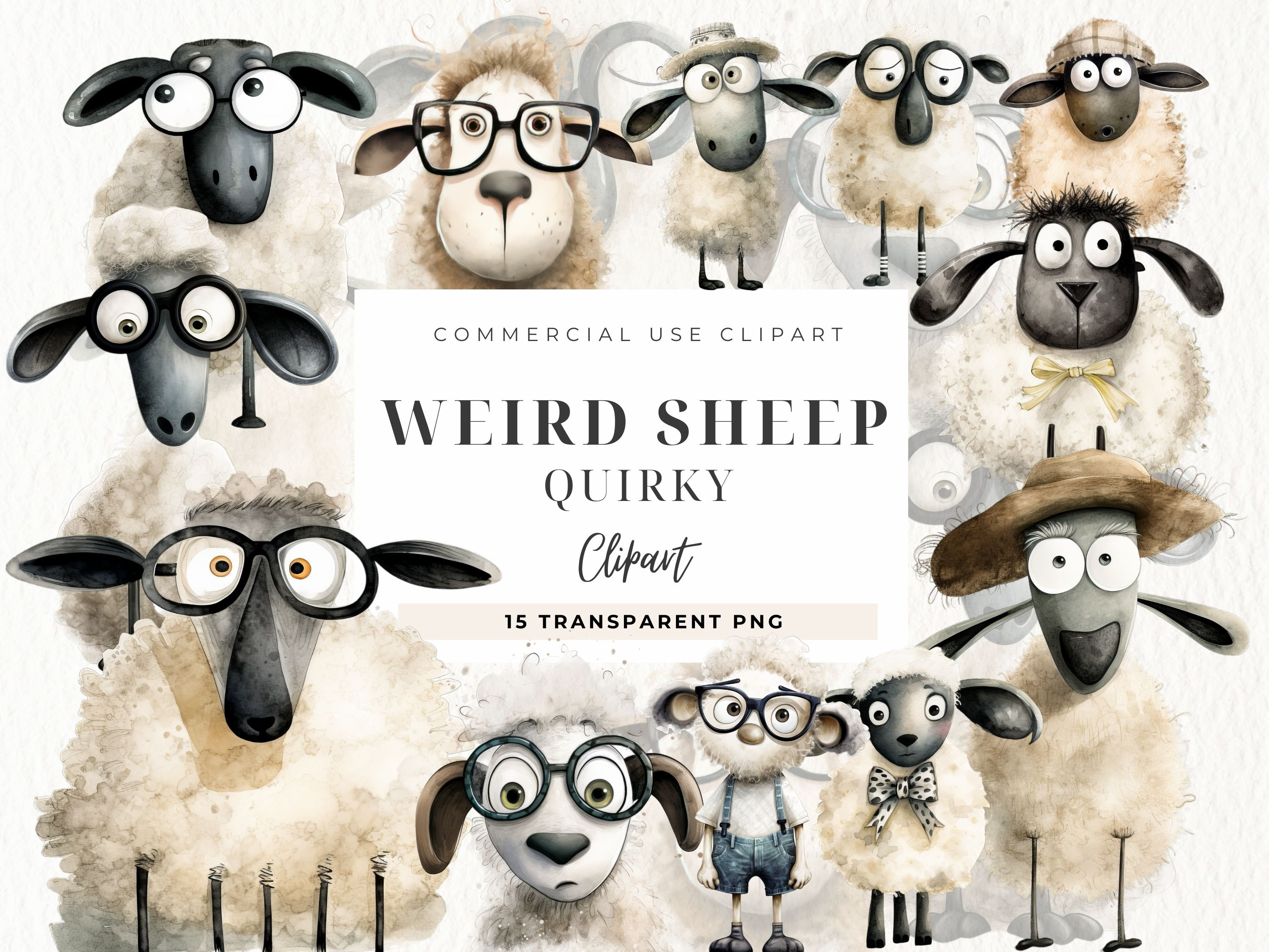 Quirky Weird Sheep Clipart Digital Download Memory Books - Etsy UK