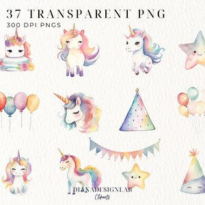 Rainbow Unicorn Clipart, Rainbow Clip Art, Kawaii Clipart, Birthday ...