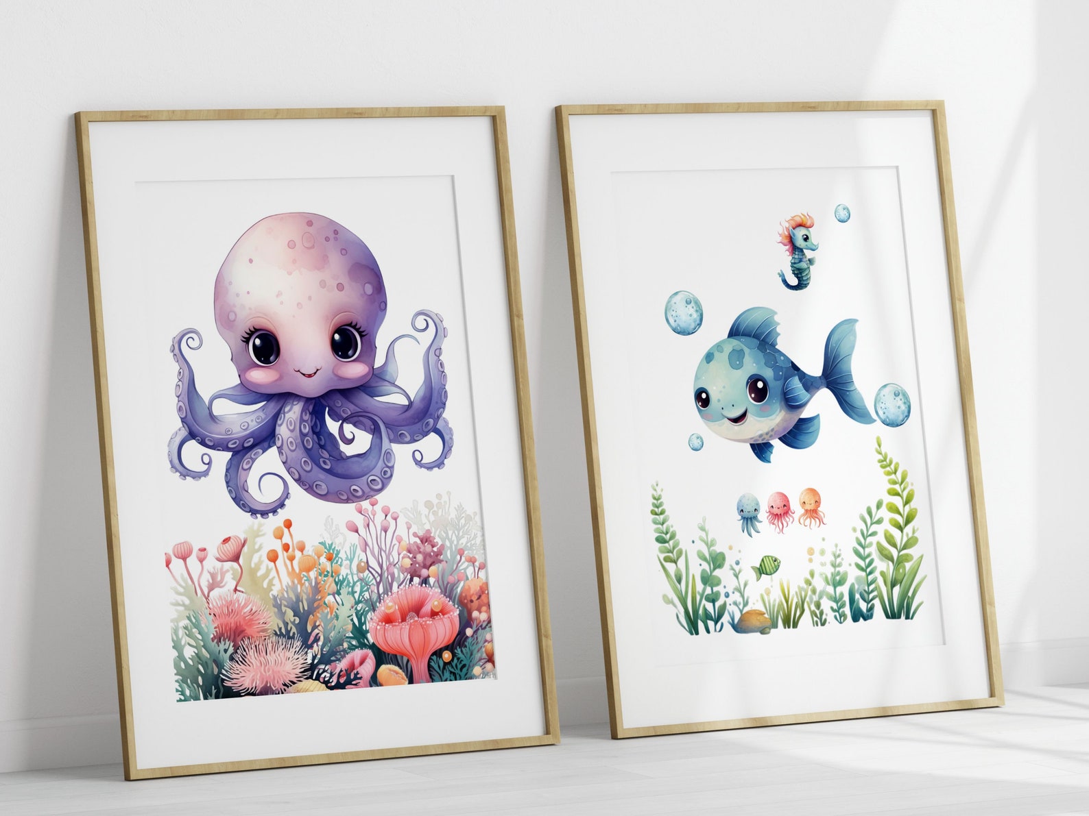 Undersea Watercolor Clipart, Cute Ocean Animals Png, Baby Shower ...