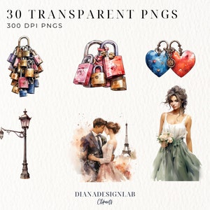 Paris Watercolor Clipart, Paris Art, Valentines Day, Love Png ...