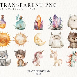 Mythical Beasts Clipart, Commercial Use, Digital Download, Boho Cryptid ...