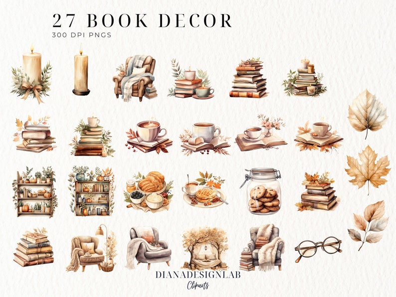 Autumn Bookworm Clipart, Books Png, Fall Clipart, Autumn Leaves ...