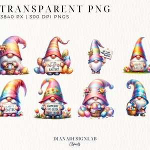 Watercolor Easter Gnome Clipart, Commercial Use, Spring Gnome Png ...