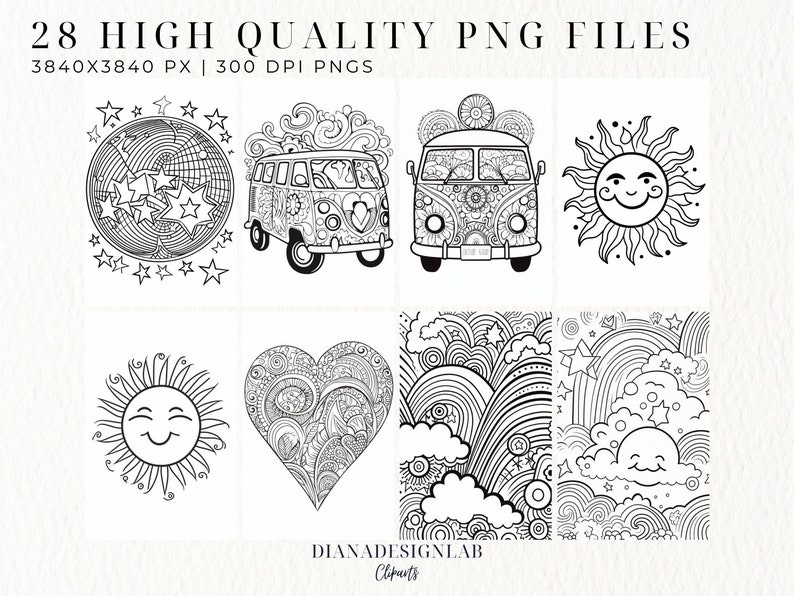 Groovy Retro Coloring Pages, Instant Download, Printable Coloring ...