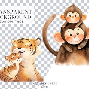 Mother Safari Animal Clipart, Safari Family Clip Art, Mothers Day, Baby ...