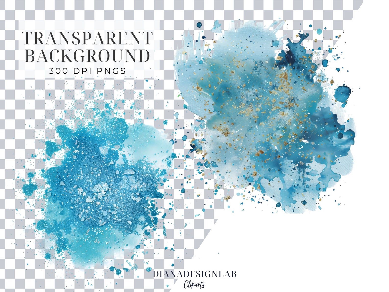 Blue Watercolor Splatter Clipart, Abstract Background, Splashes Deep ...