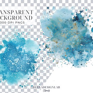 Blue Watercolor Splatter Clipart, Abstract Background, Splashes Deep ...