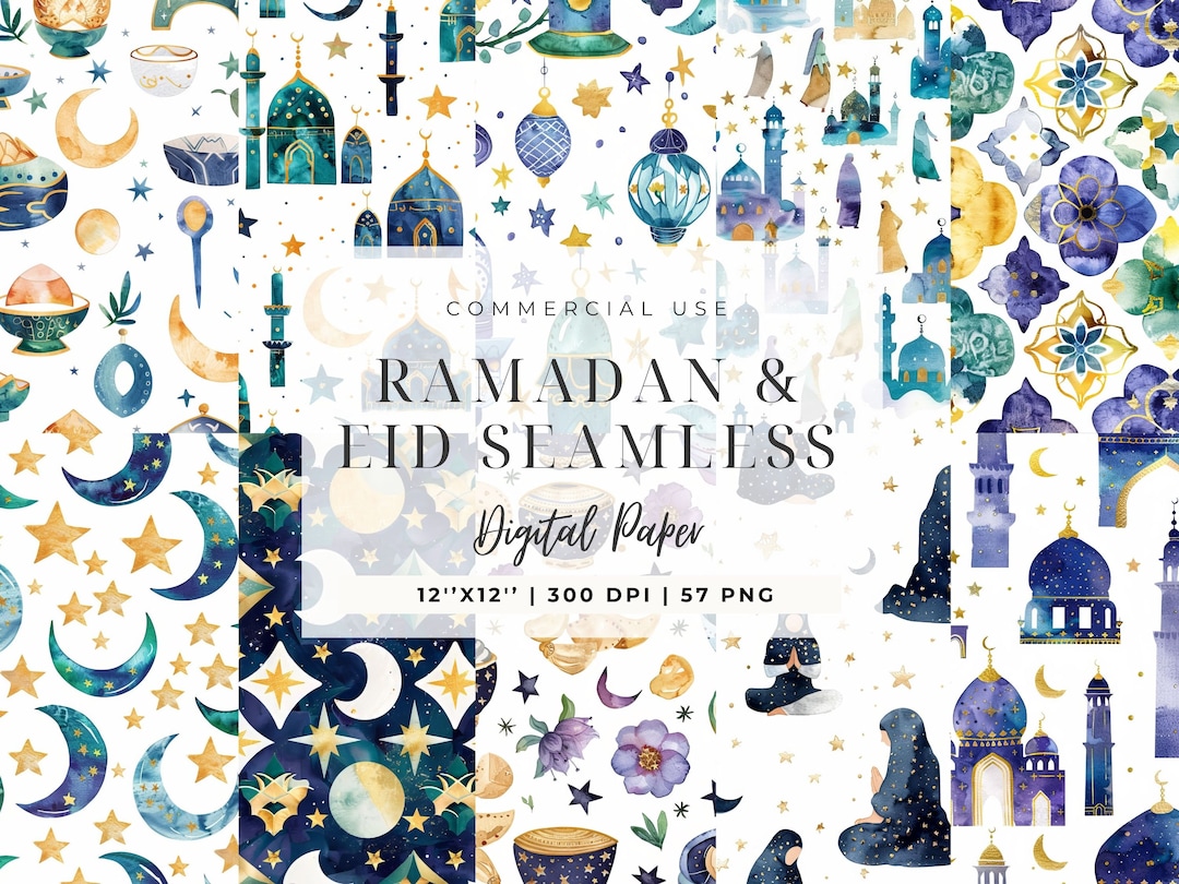 Ramadan Eid Seamless Pattern, Digital Download, Islam Dxf, Eid Al Fitr ...