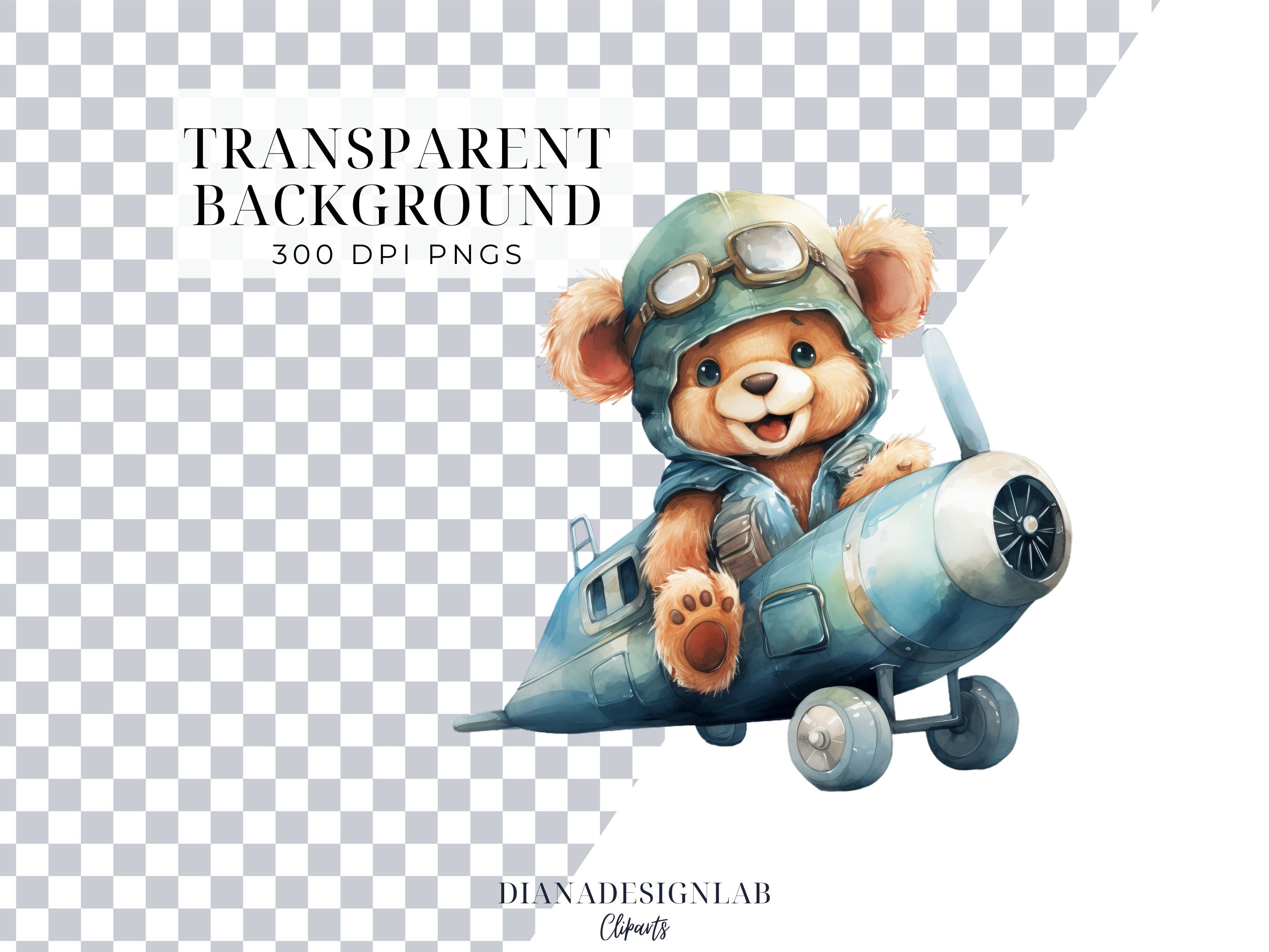 Flying Bear Clipart, Vintage Teddy Bear, Baby Shower Clipart, Cute ...