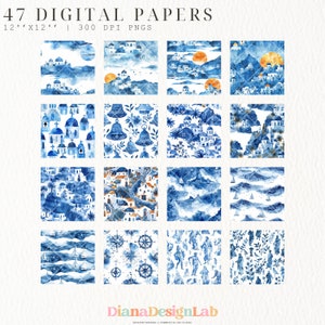 Digital Paper Santorini, Digital Download, Commercial Use, Greece ...