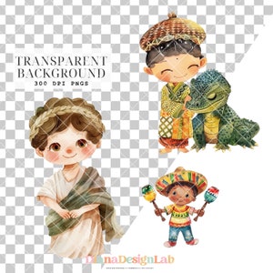 Children Around the World Clipart, Multicultural Boys, Traditional ...