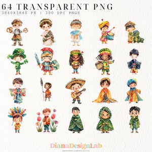 Children Around the World Clipart, Multicultural Boys, Traditional ...