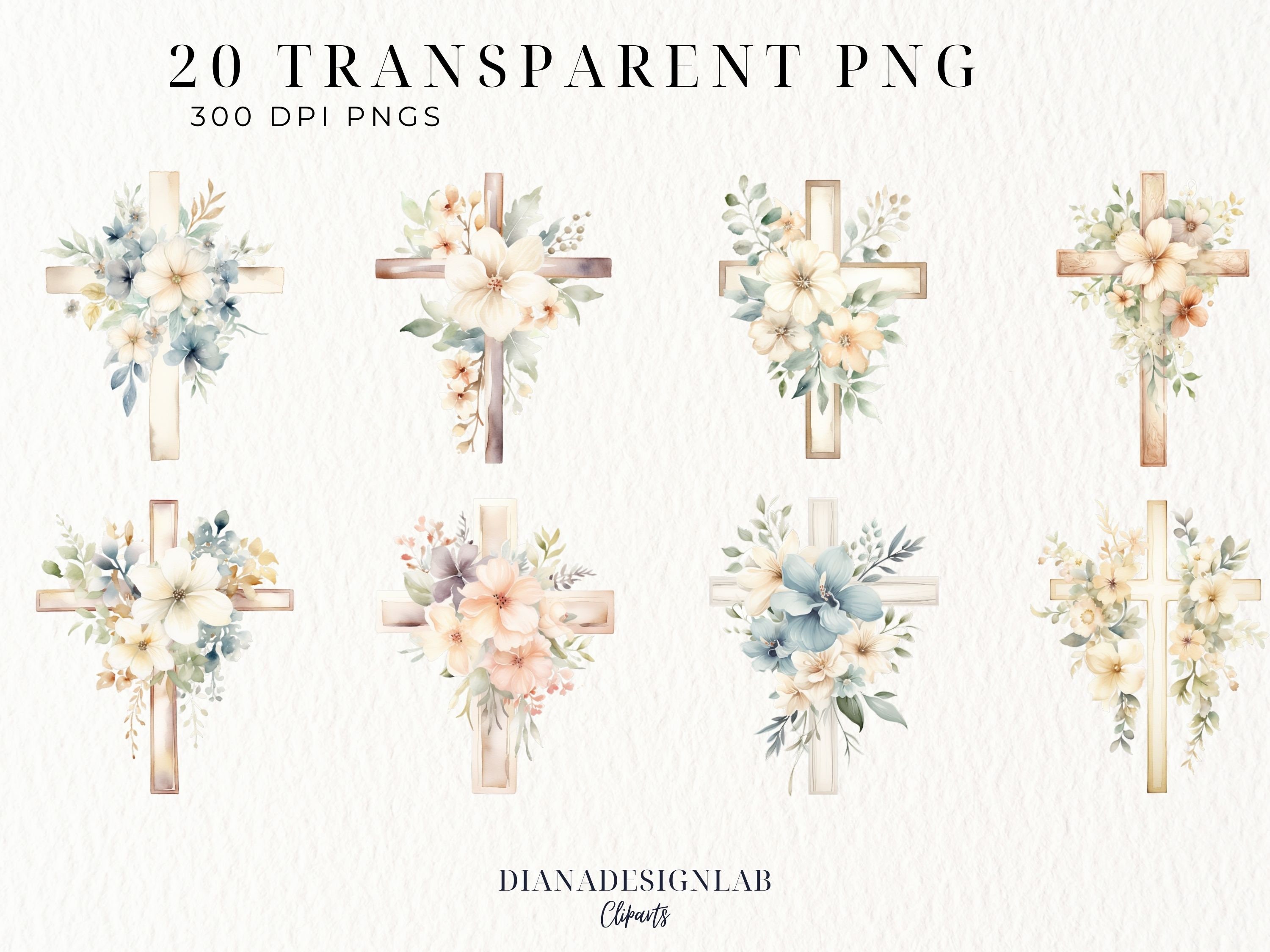 Watercolor Christian Cross Clipart, Clip Art for Commercial Use ...