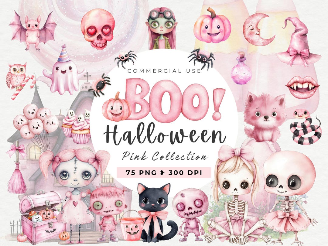 Pink Ghost Clipart, Halloween Clipart, Party Decor, Pink Pumpkin Clip ...