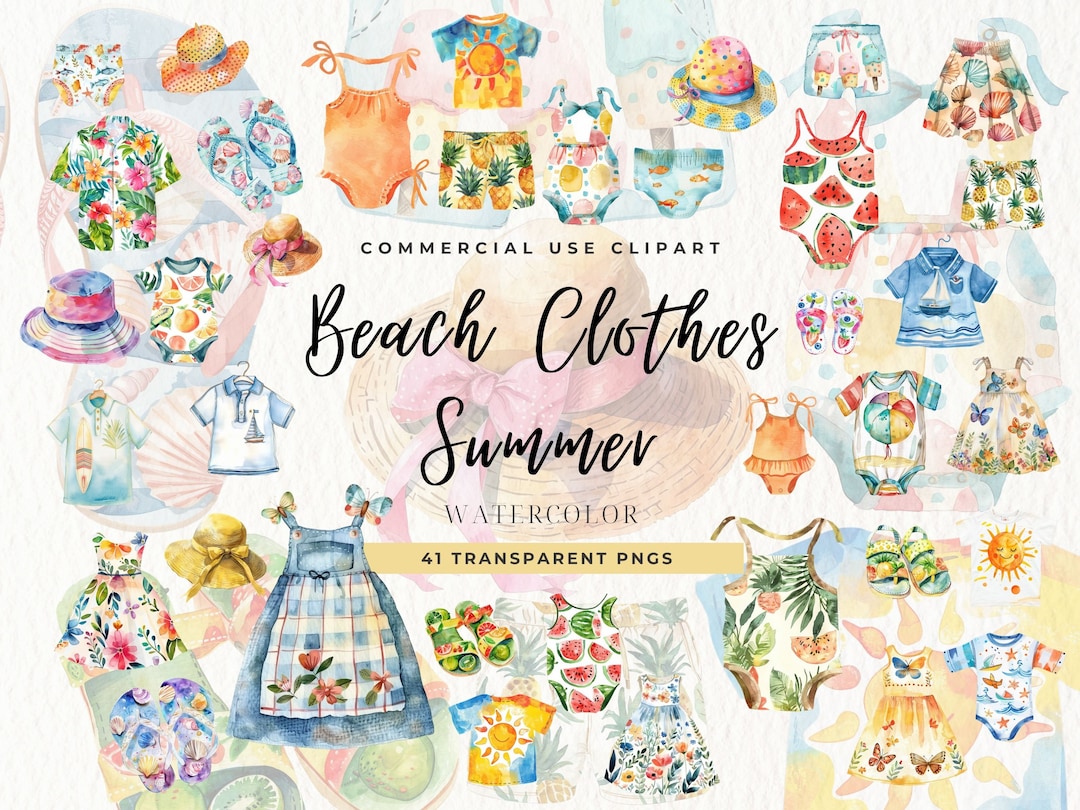 Cute Clothes Summer Clipart, Commercial Use, Cute Kids in Summer ...