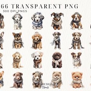Watercolor Christmas Dogs Clipart Bundle, Winter Dog, Puppy Png ...