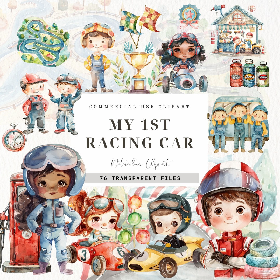 Watercolor Race Clipart, Instant Download, Nursery Art, Printables ...