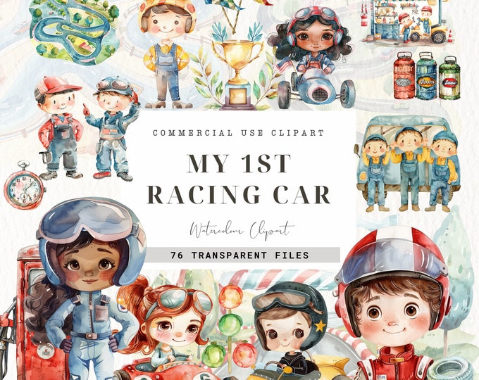 Racing Car Clip Art, Watercolor Sports Car, Nursery Decor (JPG Set ...