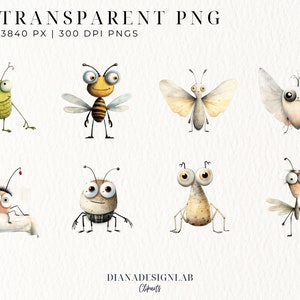 Watercolor Quirky Insect, Insect Wall Art, Watercolour Sticker ...